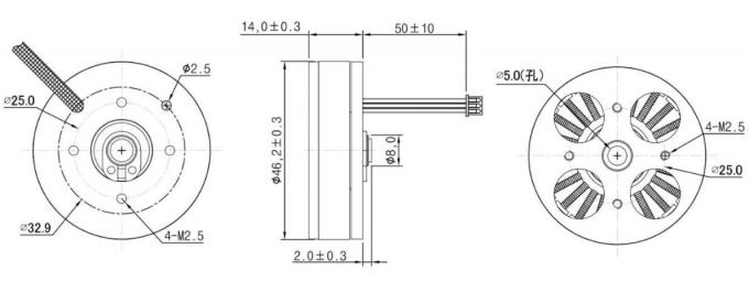 Three Axis Gimbal Brushless Motor , 11.1v 24v Outrunner Bldc Motor For ...